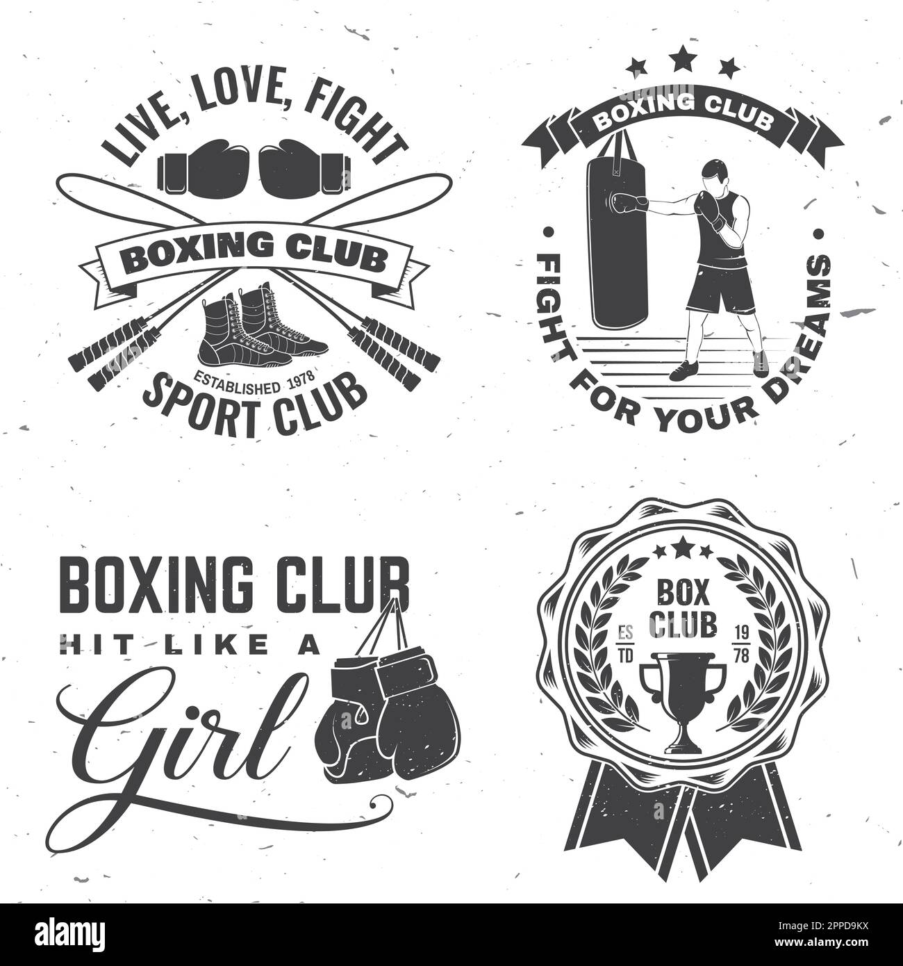 Set of Boxing club badge, logo design. Vector illustration. For Boxing ...