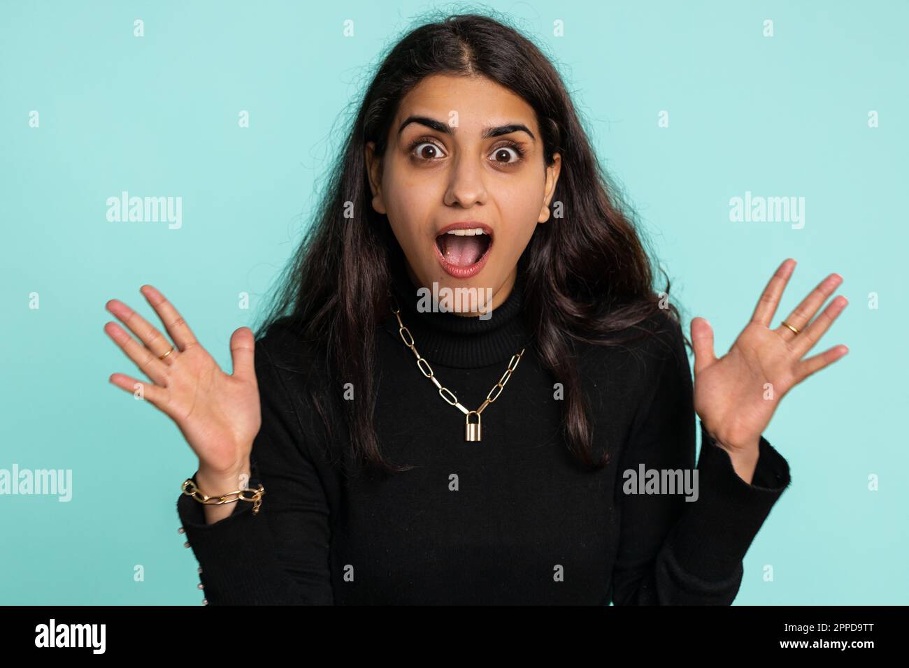 Oh my God, Wow. Excited amazed winner woman surprise looking at camera ...