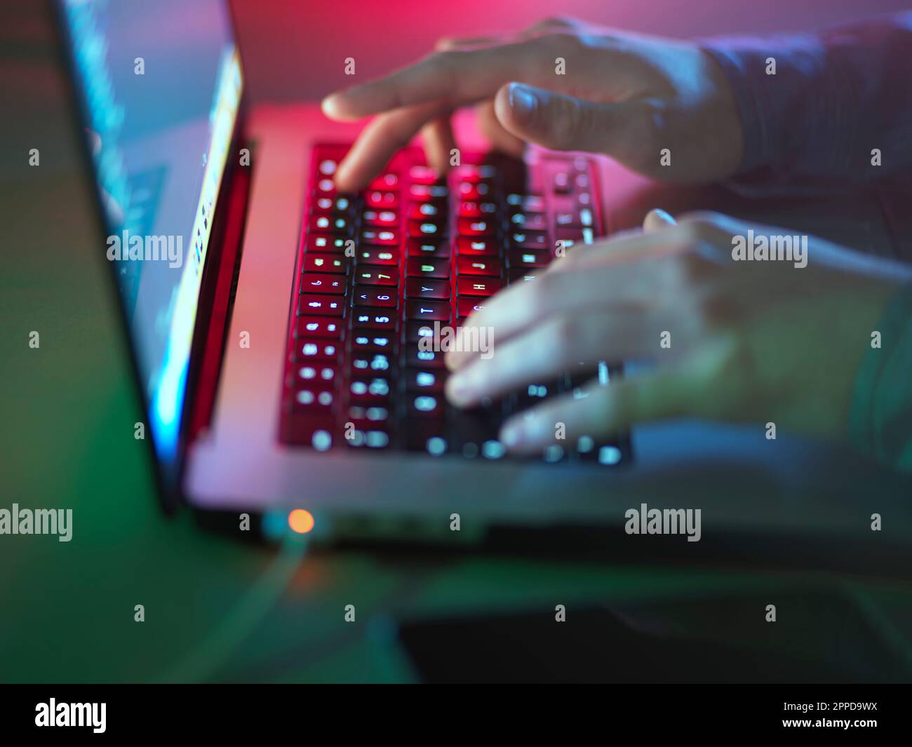 Person typing on keyboard red hi-res stock photography and images - Alamy