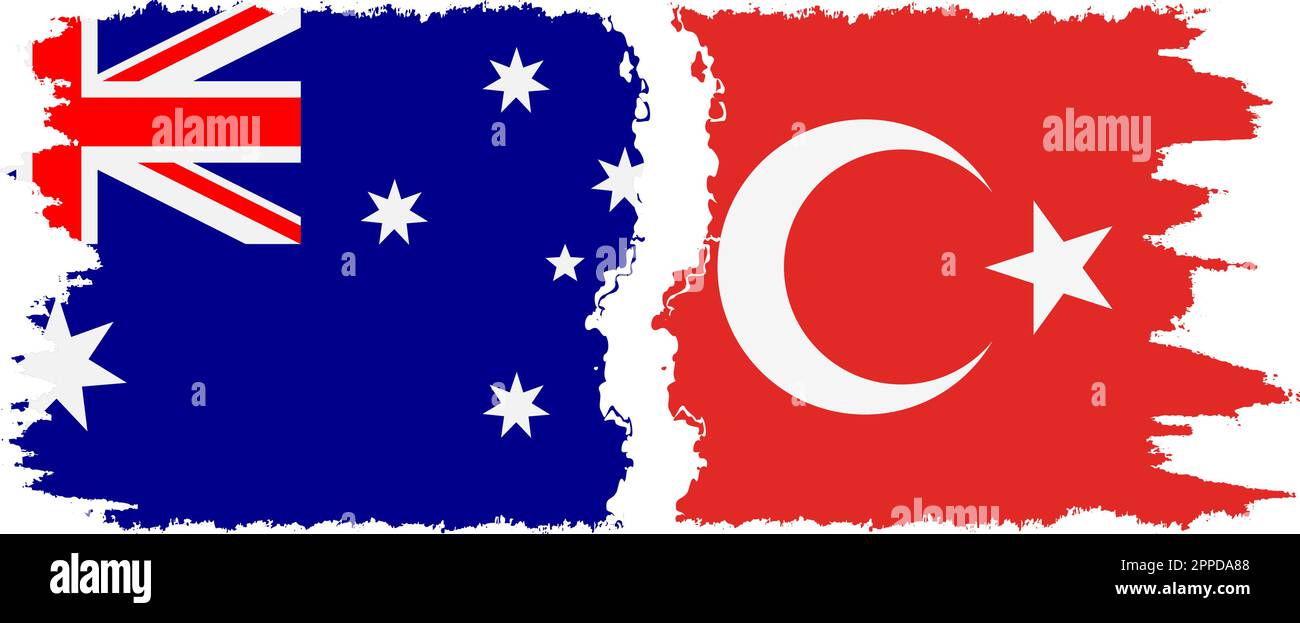 Turkey and Australia grunge flags connection, vector Stock Vector Image ...