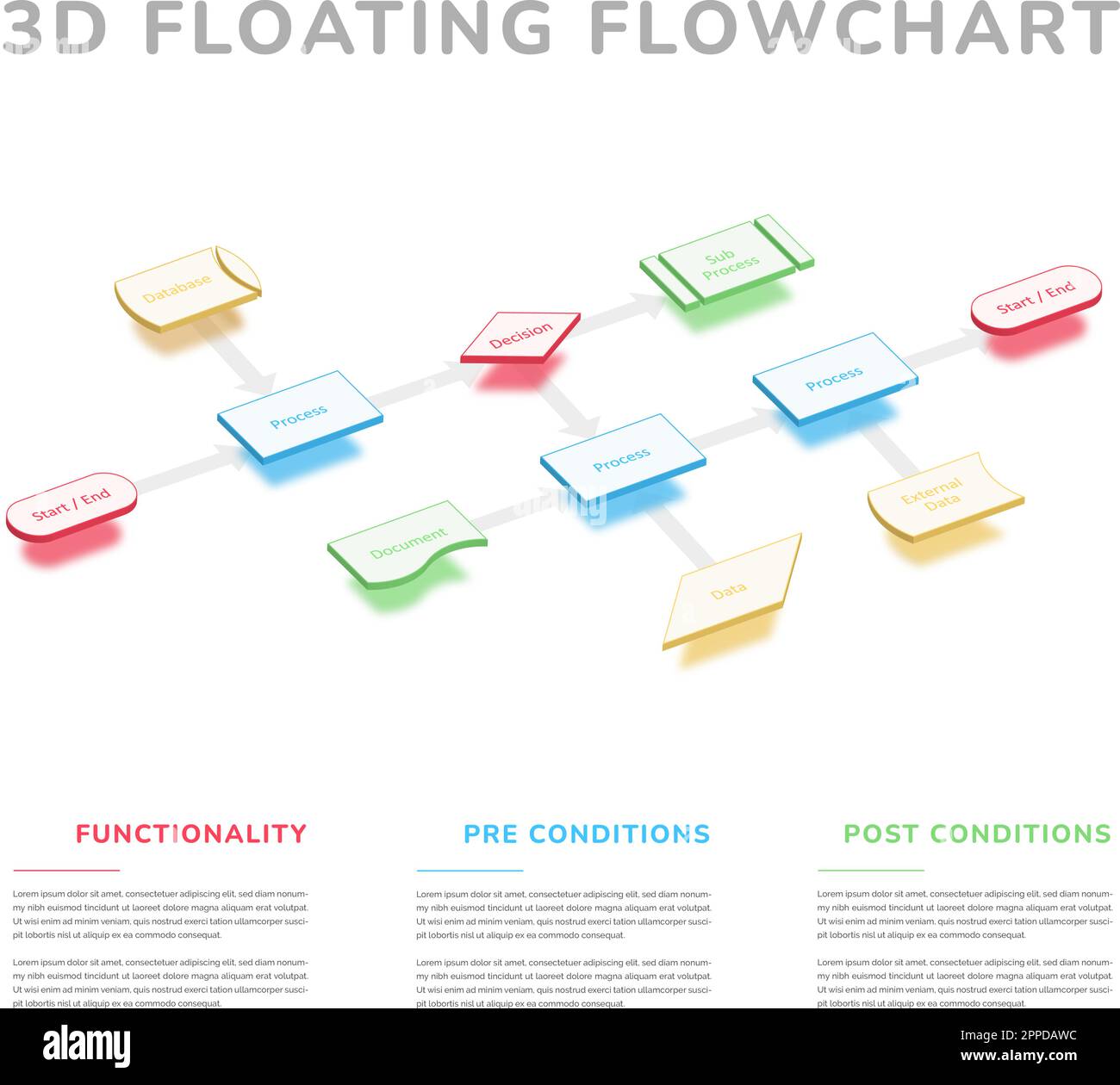 Modern 3d Floatchart With Floating Light Emitting Elements Stock Vector