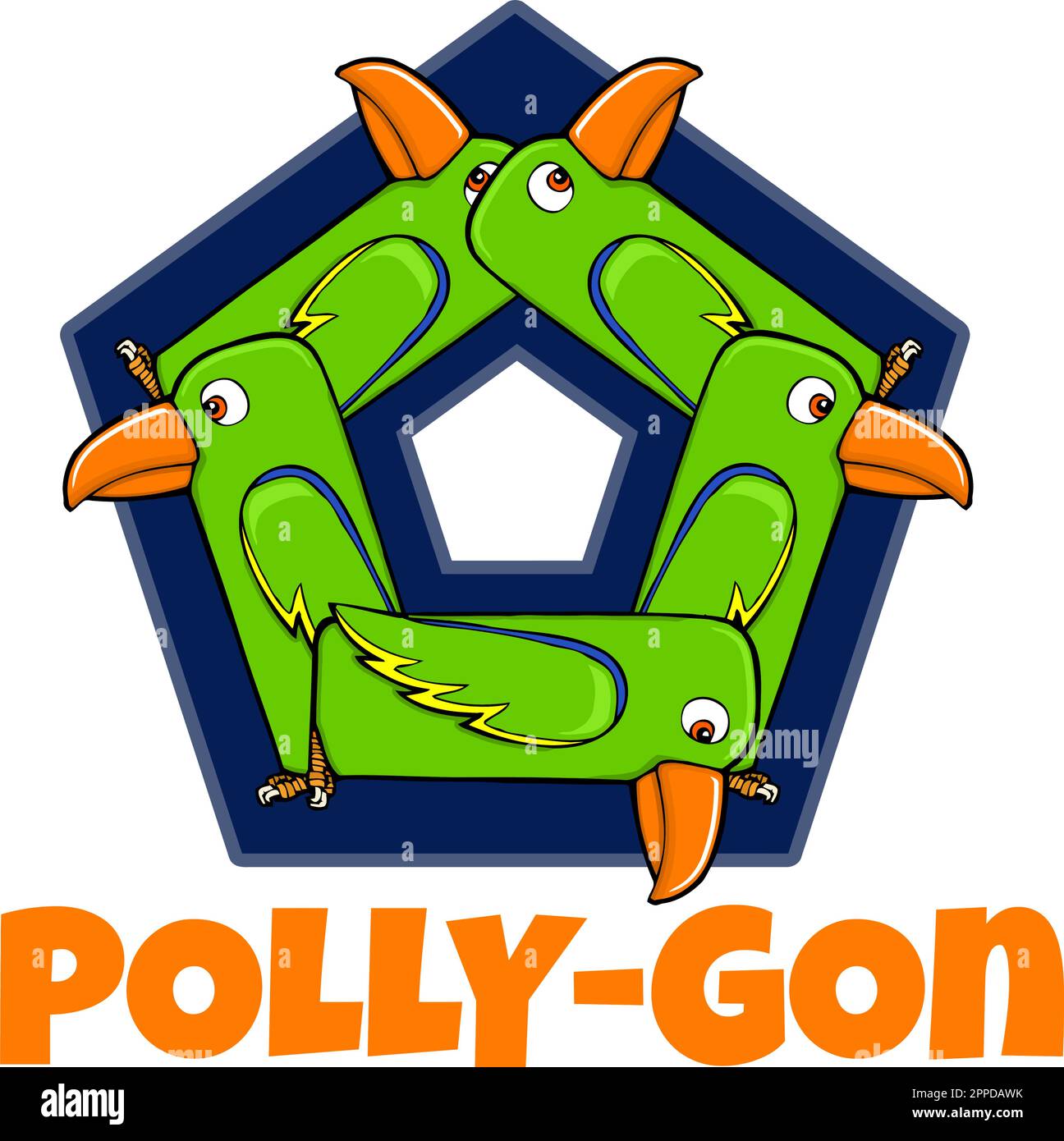 funny cartoon parrots making a polygon Stock Vector Image & Art - Alamy