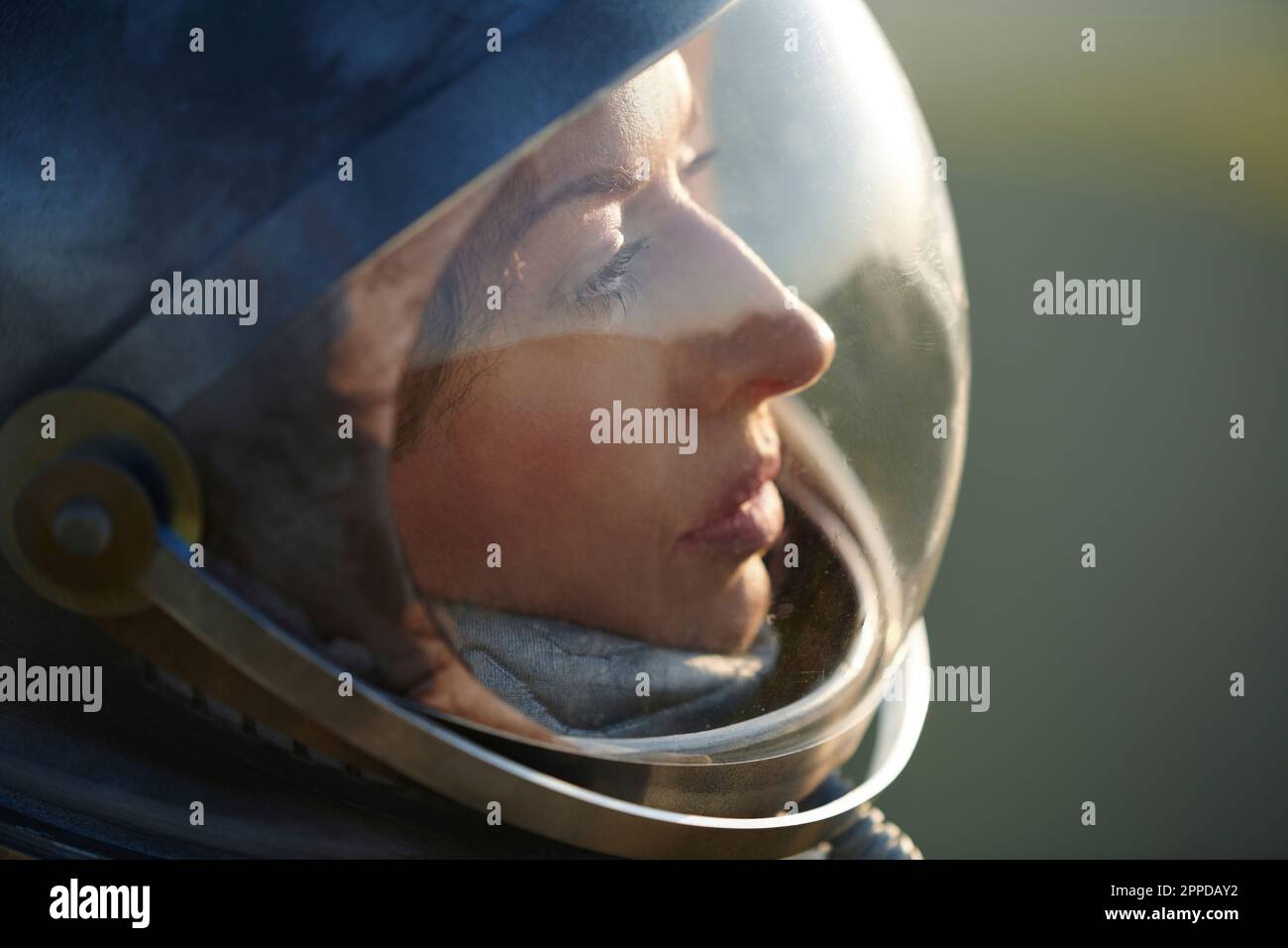 Women Wearing Astronaut Helmet