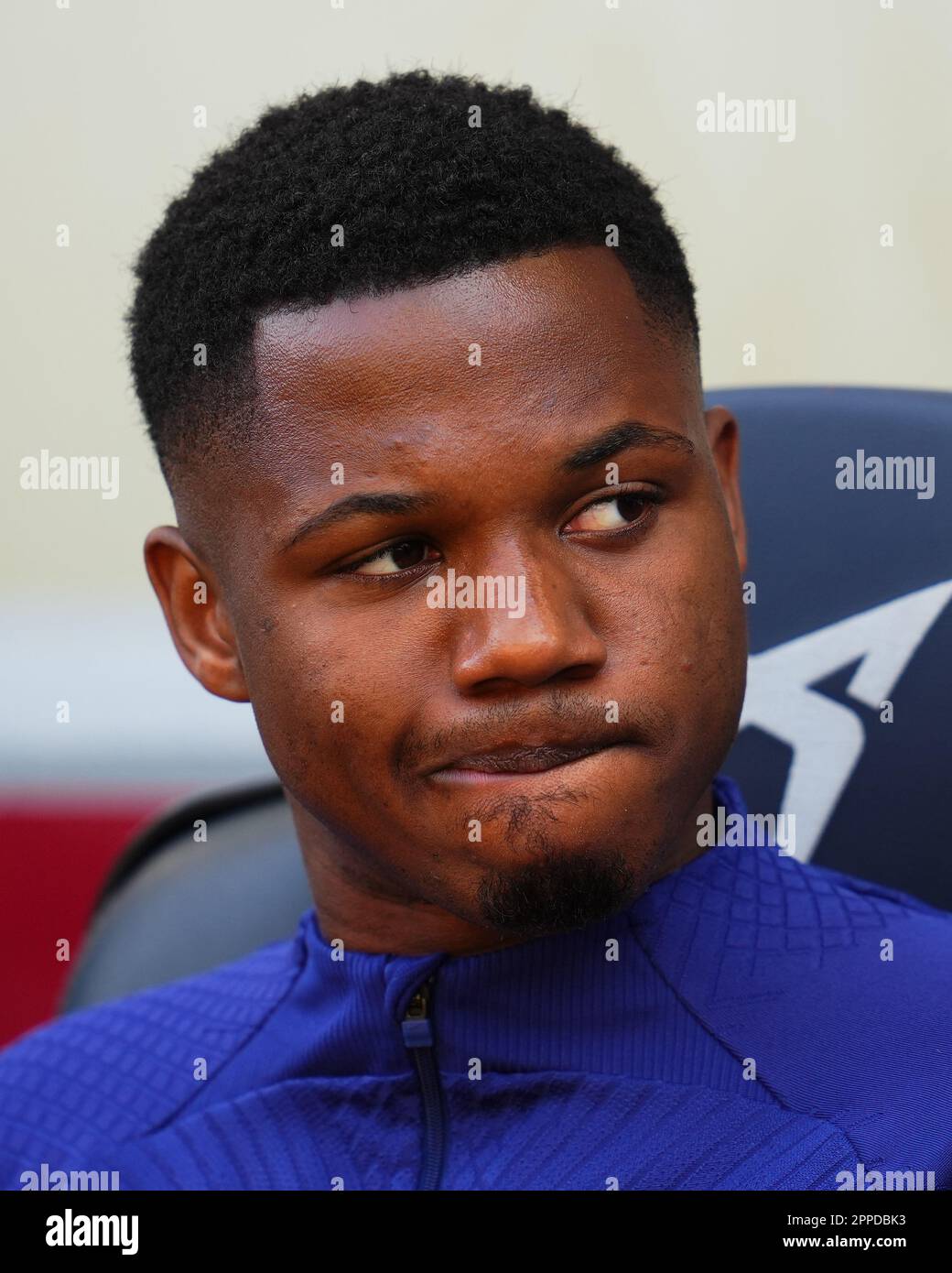 Ansu Fati of FC Barcelona on the bench during the La Liga match between ...