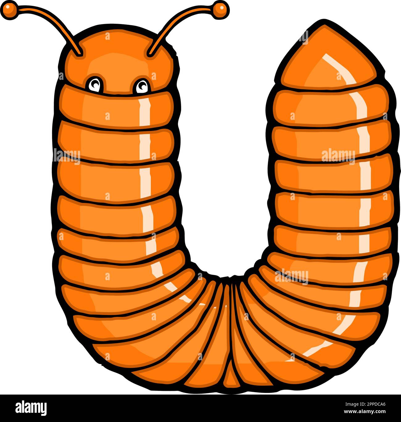 orange cartoon millipede shaped like the letter U Stock Vector Image ...