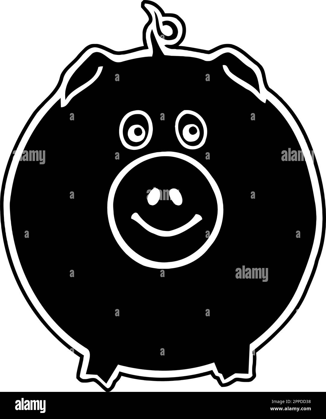 cute silhouette of a round cartoon pig design Stock Vector Image & Art ...