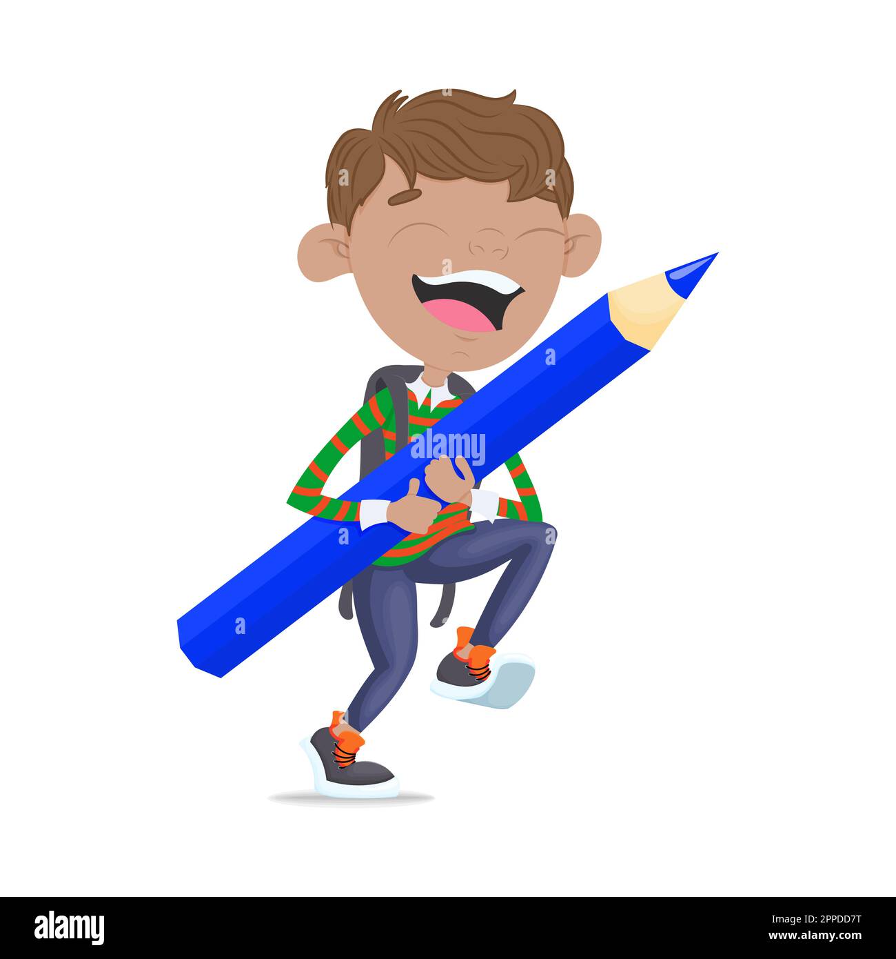 School boy with pencil. Cartoon funny illustration Stock Vector Image ...