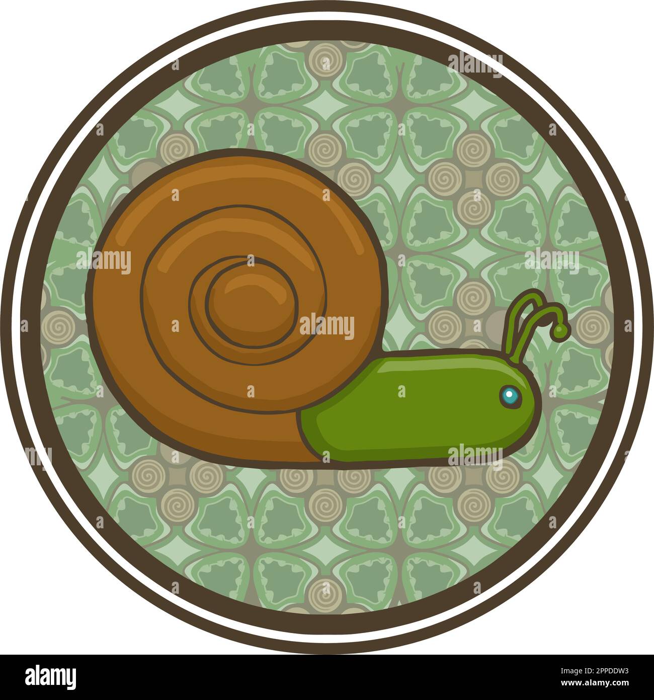 brown and green cartoon snail in a circle Stock Vector Image & Art - Alamy