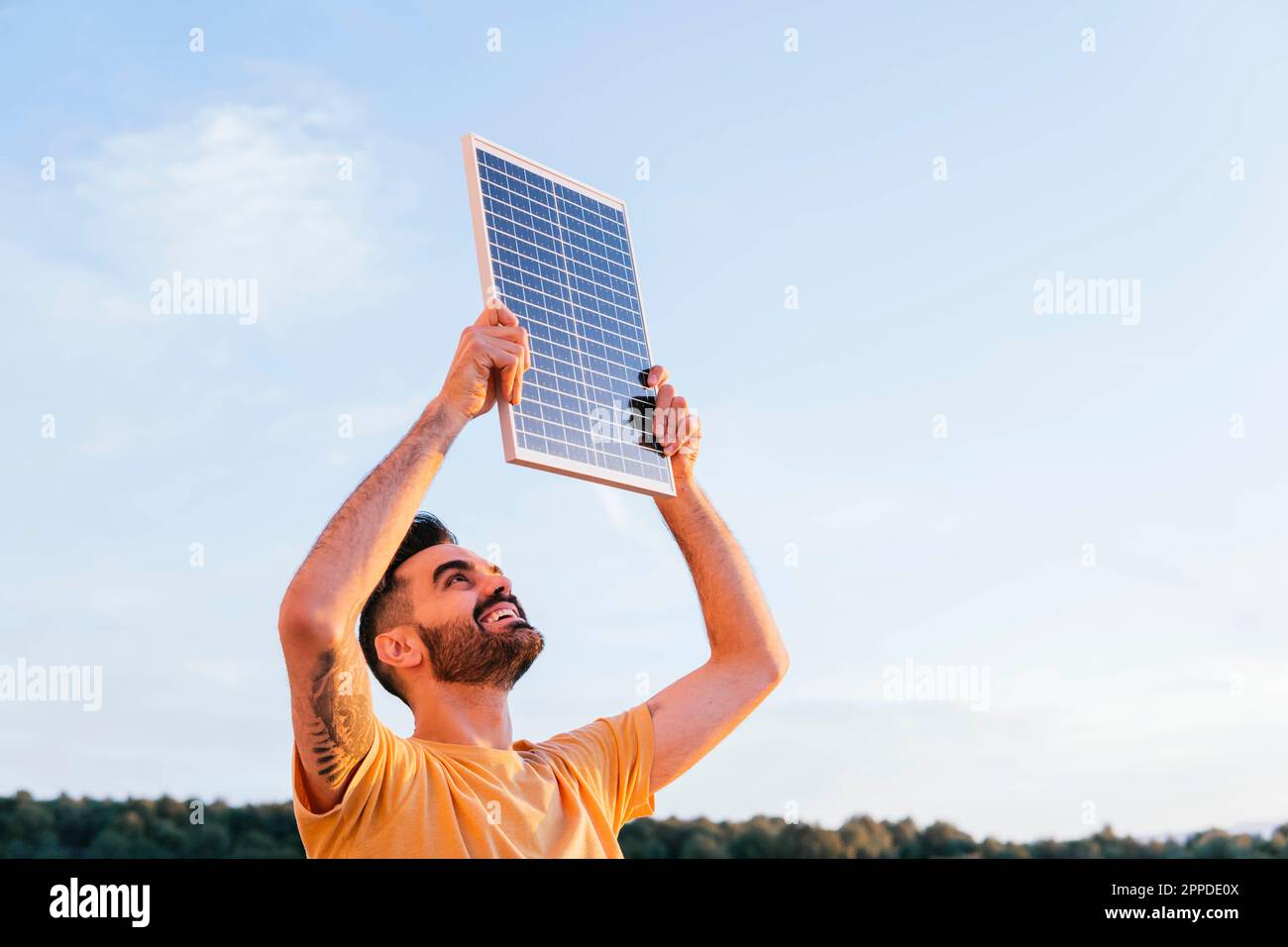 Solar module man horizontal hi-res stock photography and images - Alamy