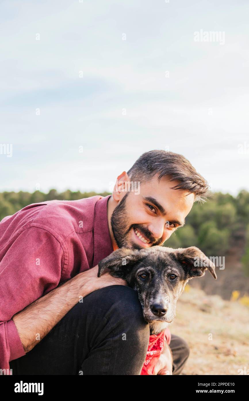 Pet dog man and nature nature animals hi-res stock photography and ...