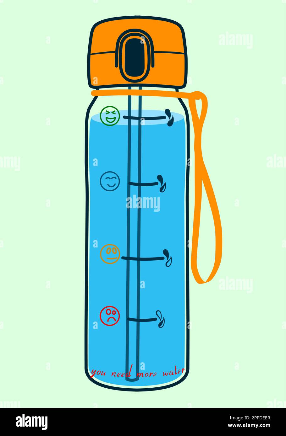 bottle you need more water . Blue plastic bottle in flat cartoon style ...