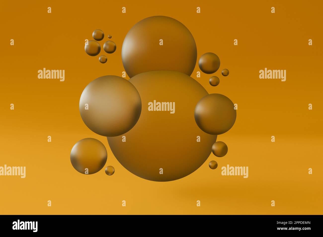Three dimensional render of brown floating spheres Stock Photo - Alamy