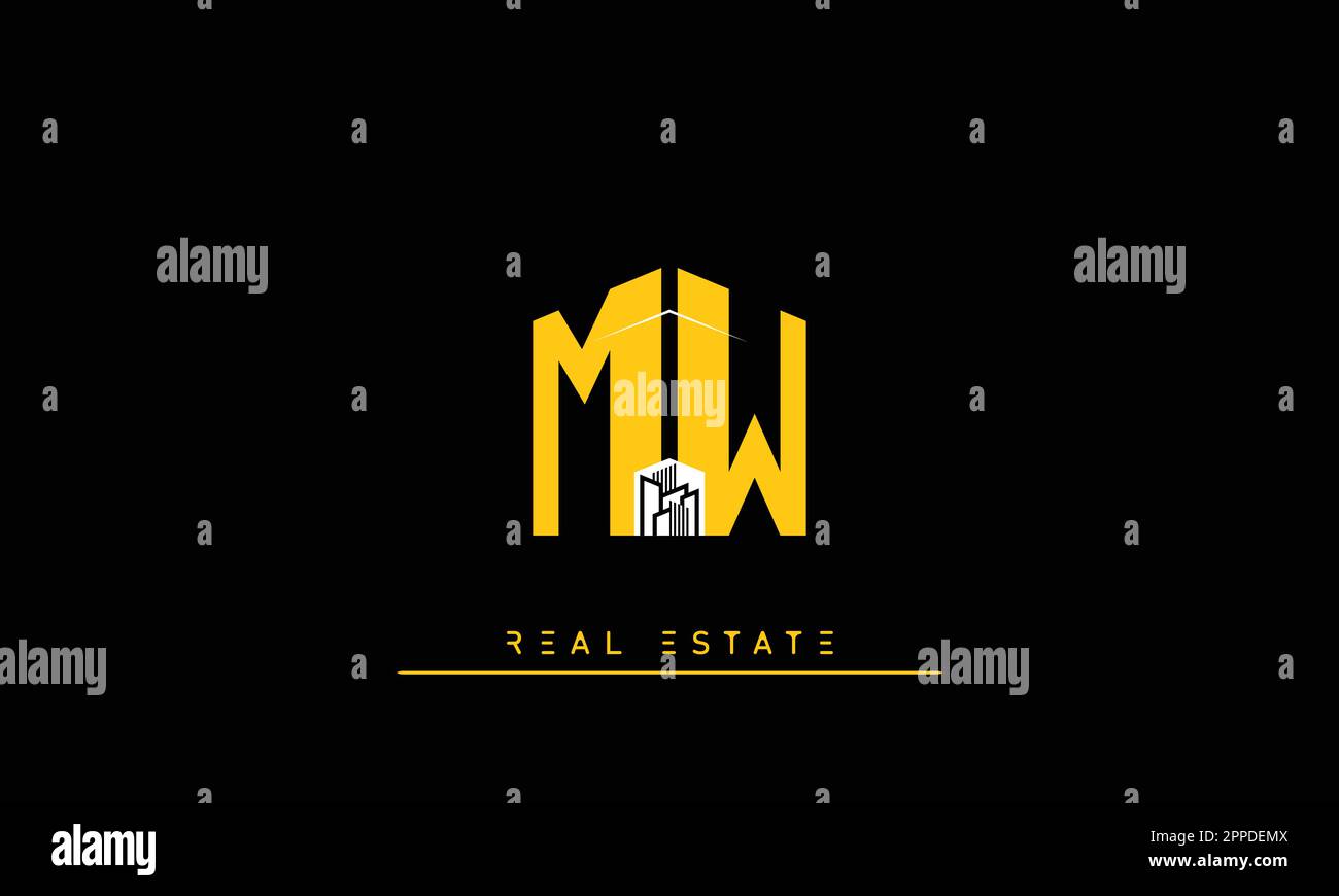 Real Estate letters Modern Creative logo MW , WM Stock Vector Image ...