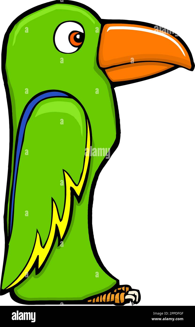 funny green cartoon parrot with big beak Stock Vector Image & Art - Alamy