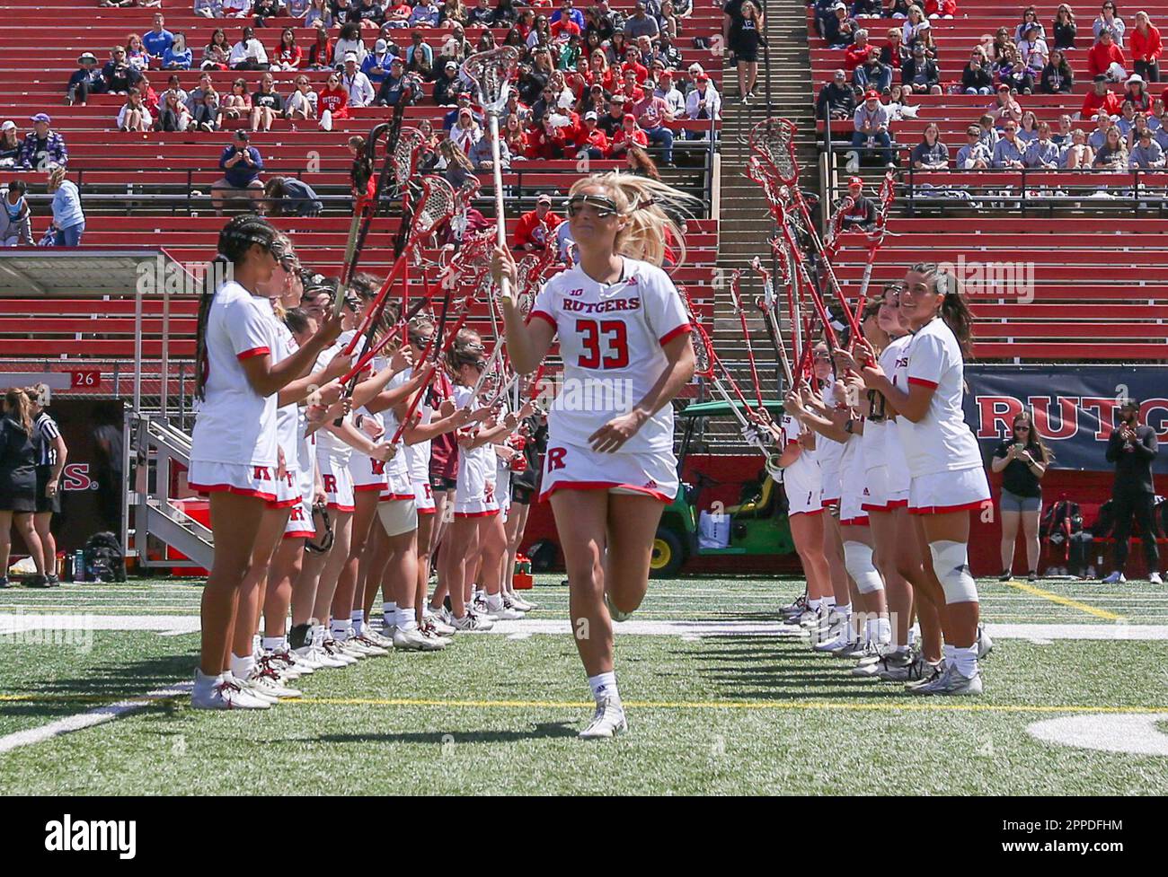 April 23, 2023: Rutgers attack Janey Galski (33) is introduced as a ...