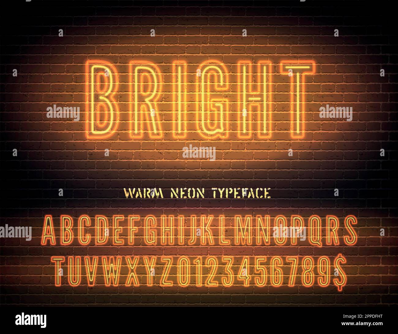 Bright night light extra glowing effect narrow bold font with numbers ...