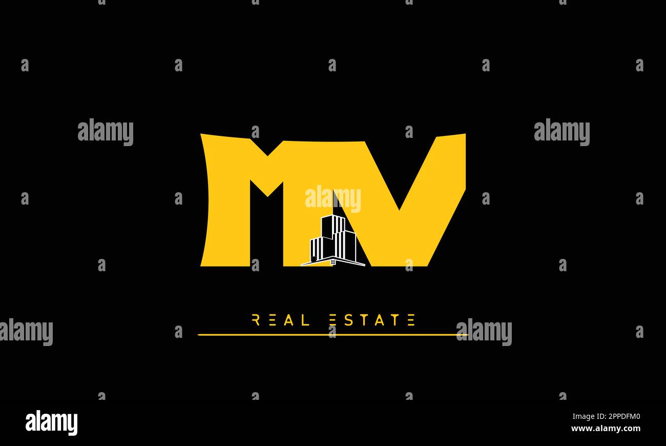 Real Estate letters Modern Creative logo MV , VM Stock Vector Image ...