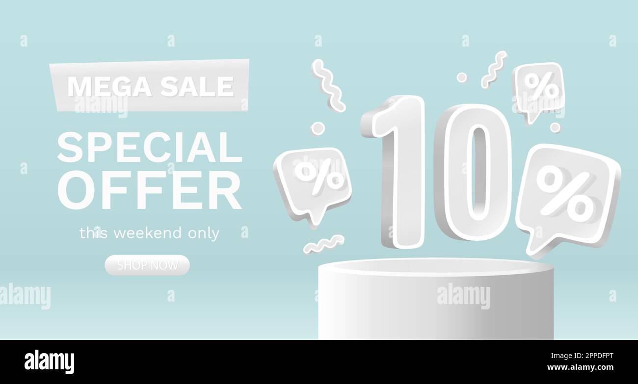 Mega sale special offer, 10 off sale banner. Sign board promotion ...