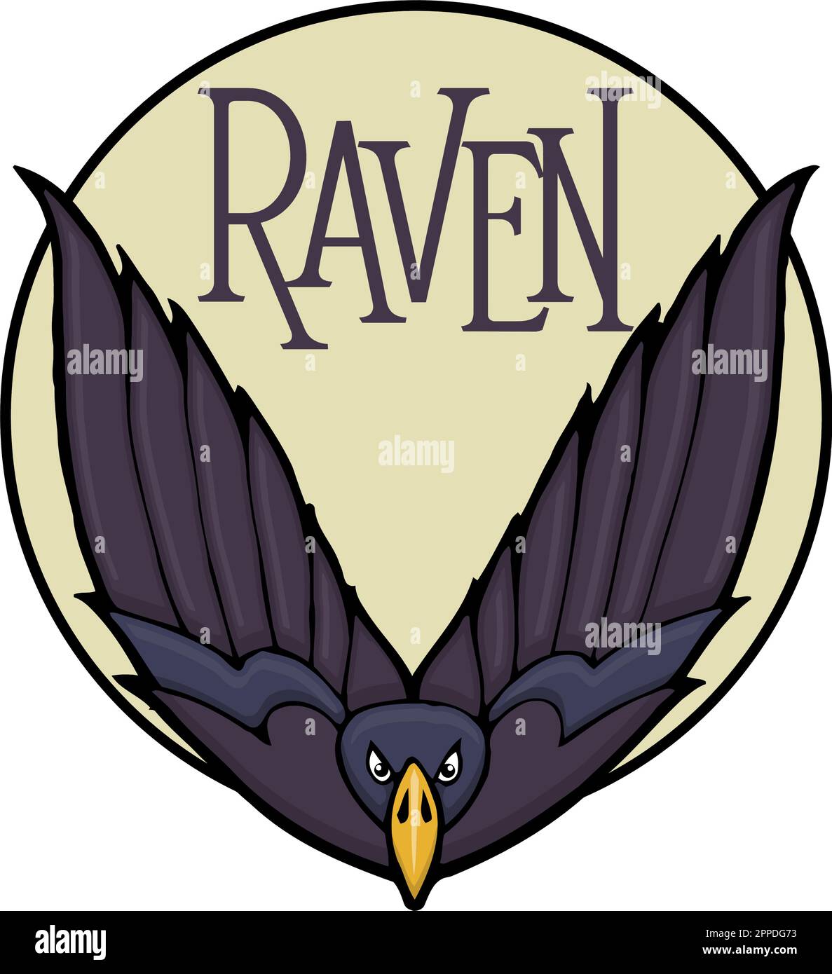 dark raven cartoon with moon background Stock Vector Image & Art - Alamy