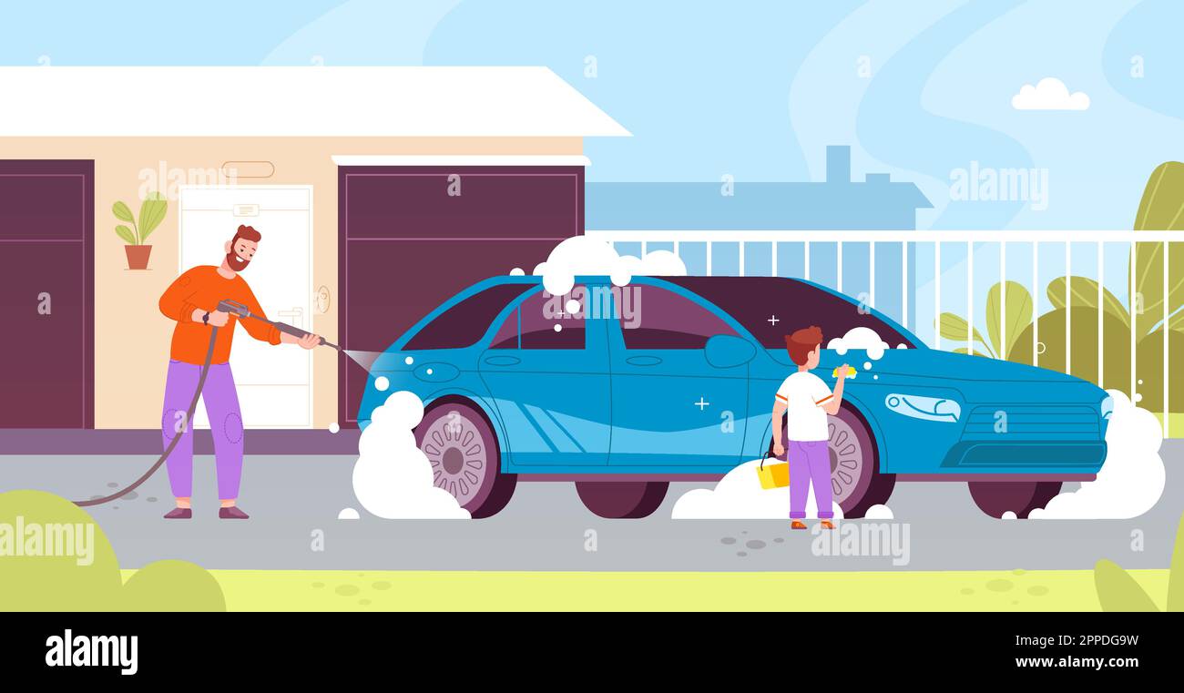People washing cars car wash Stock Vector Images - Alamy
