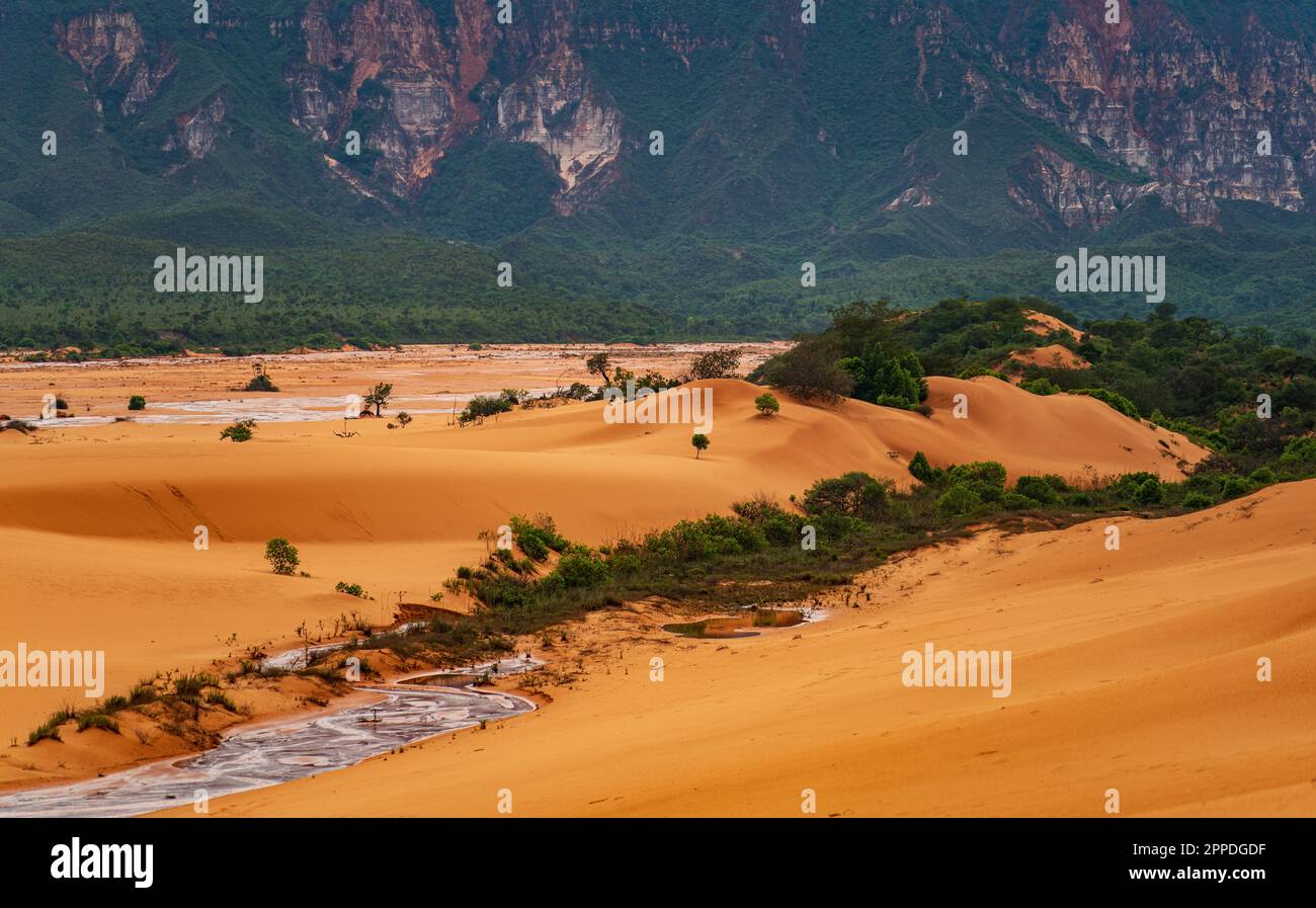 Majestic Sand Dunes and Colorful Mountains in Jalapao Isolation Stock ...