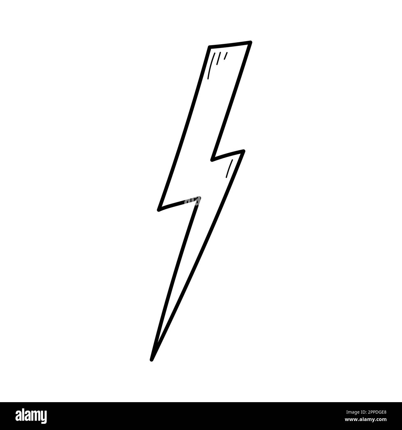 Hand drawn electric lightening element. Comic doodle sketch style ...