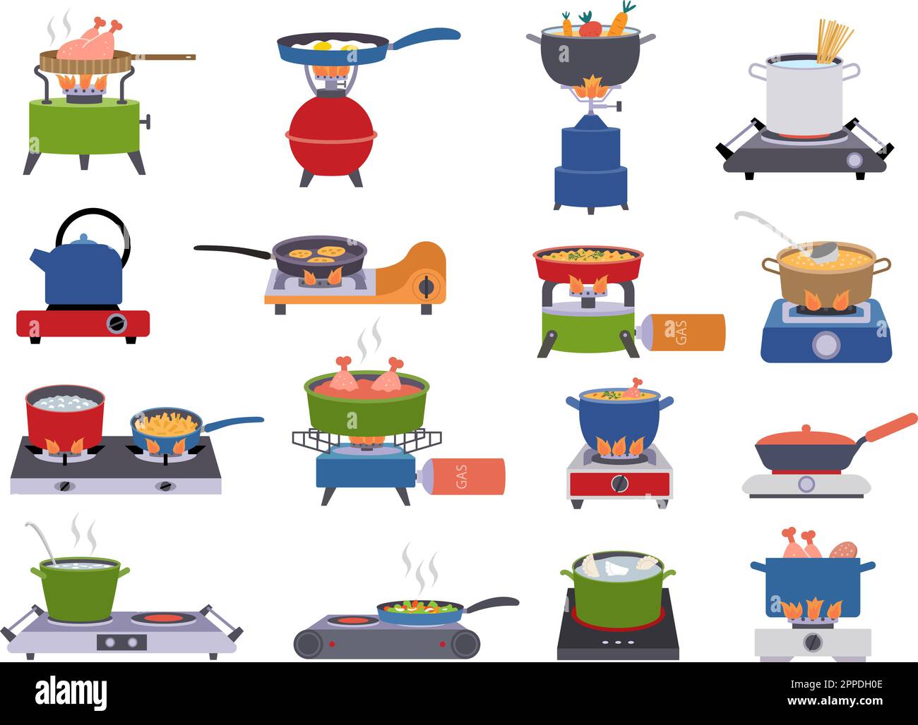 Portable gas stove. Preparing food cooking items recent vector flat ...