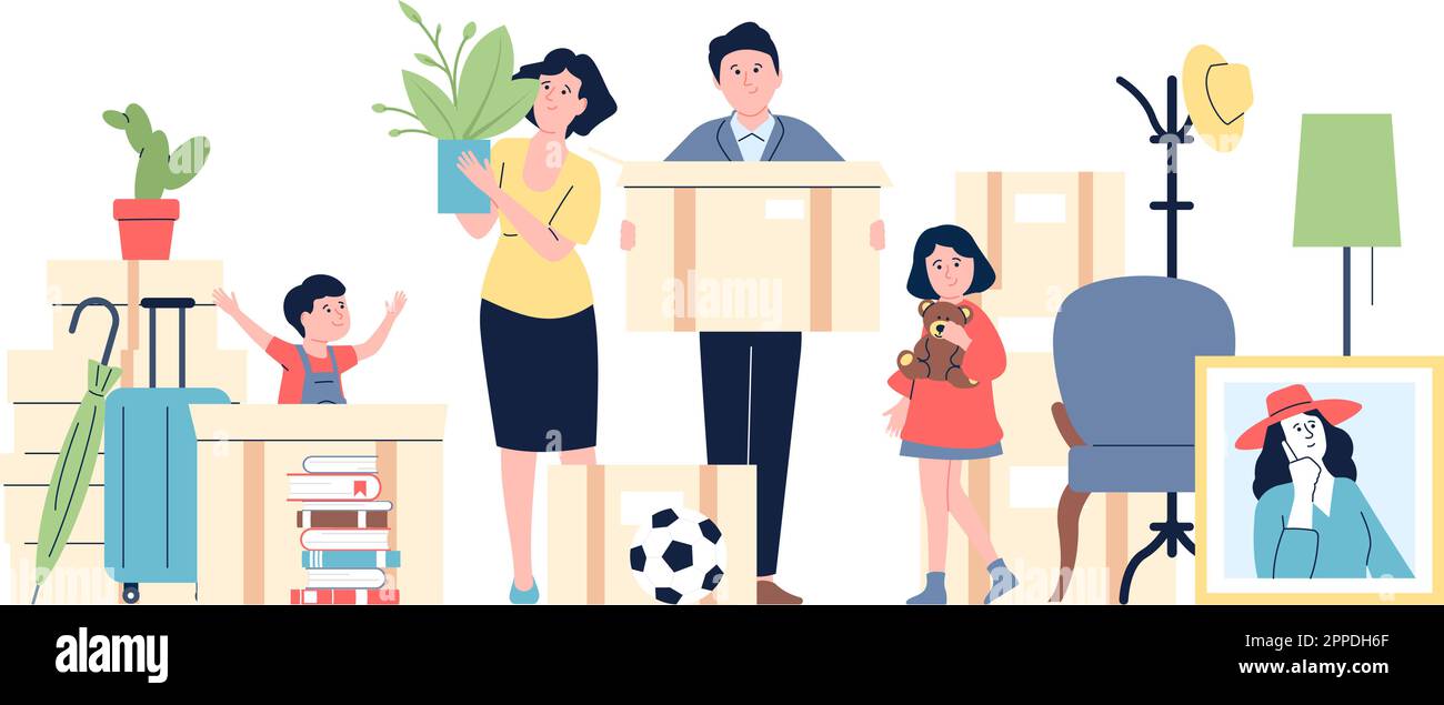 Cartoon illustration man moving home hi-res stock photography and ...