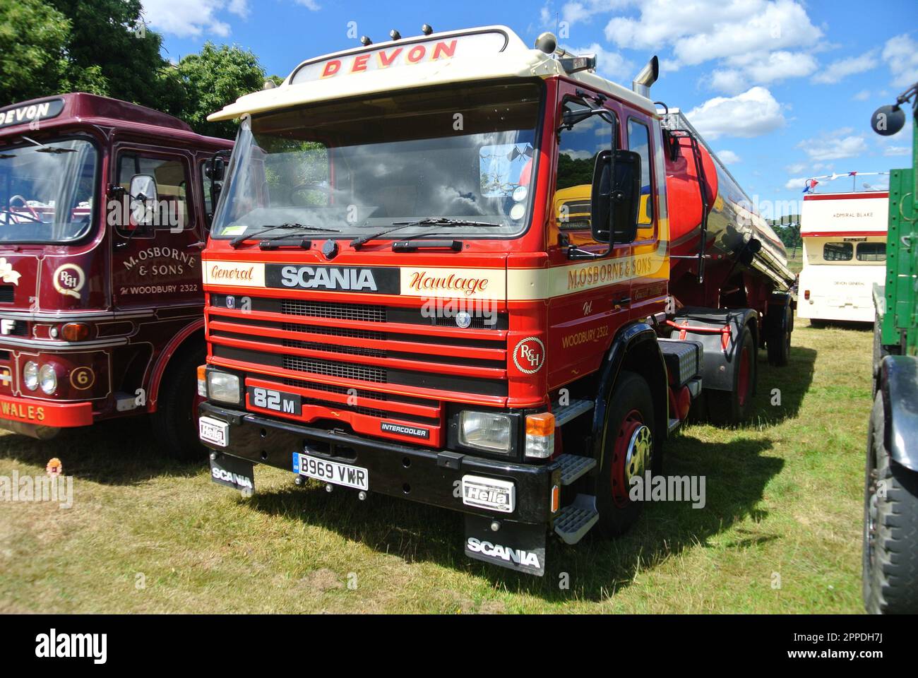 A 1985 Scania 82M lorry parked on display at the 47th Historic Vehicle ...
