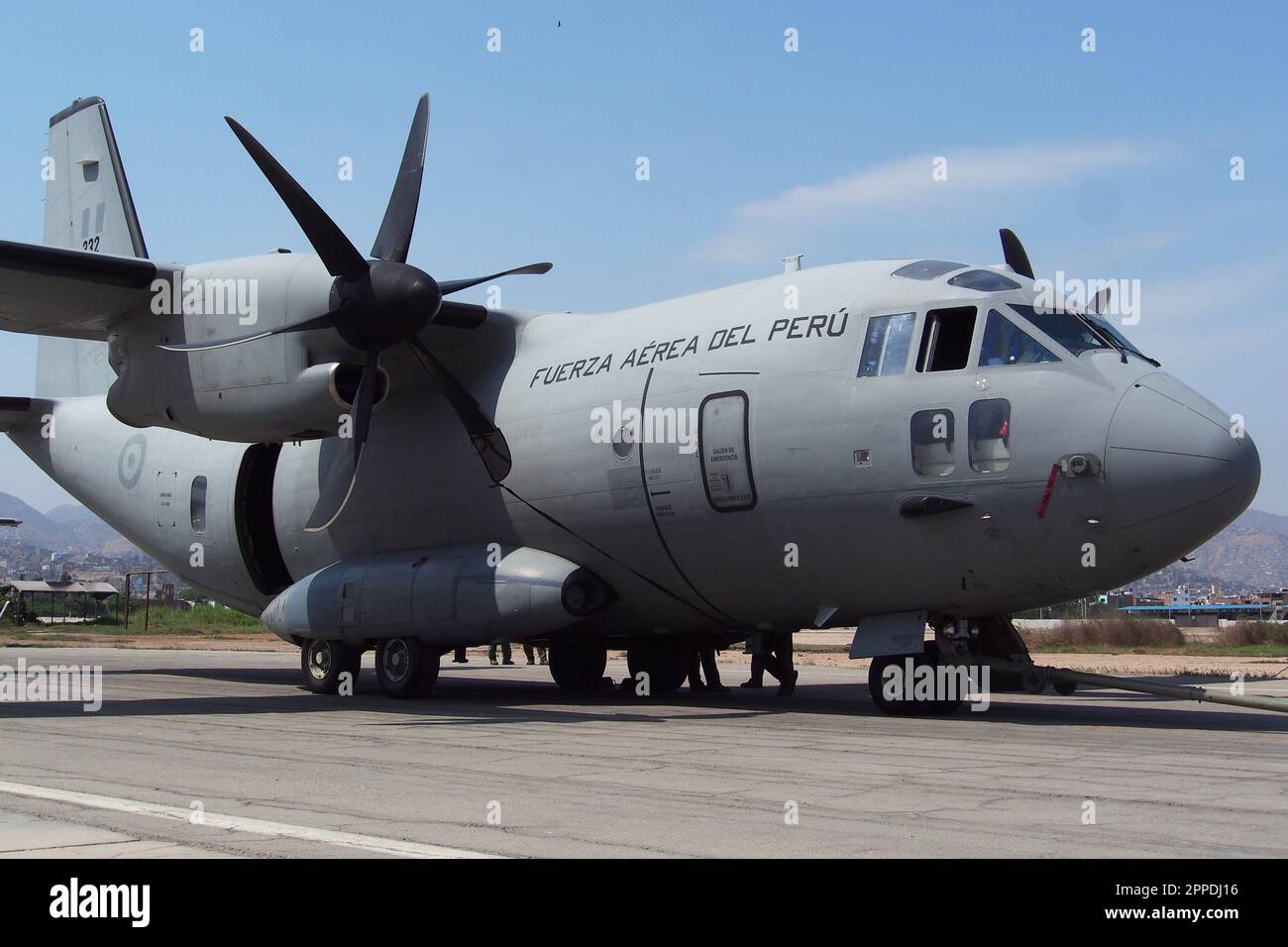 Lima, Peru. 23rd Apr, 2023. Alenia C-27J Spartan aircraft shown at the ...