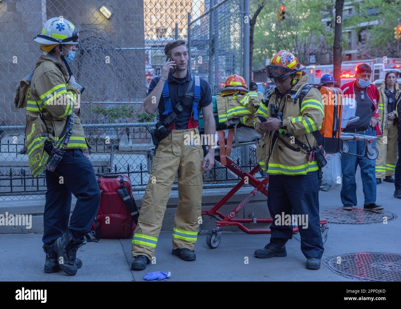 NEW YORK, N.Y. – April 18, 2023: Paramedics from the New York City Fire ...