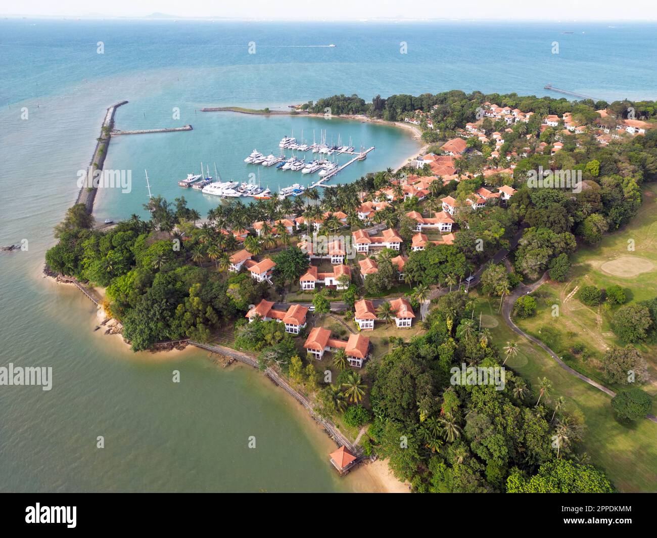 Batam Indonesia - Drone view Nongsa Point Marina and Resort Stock Photo ...
