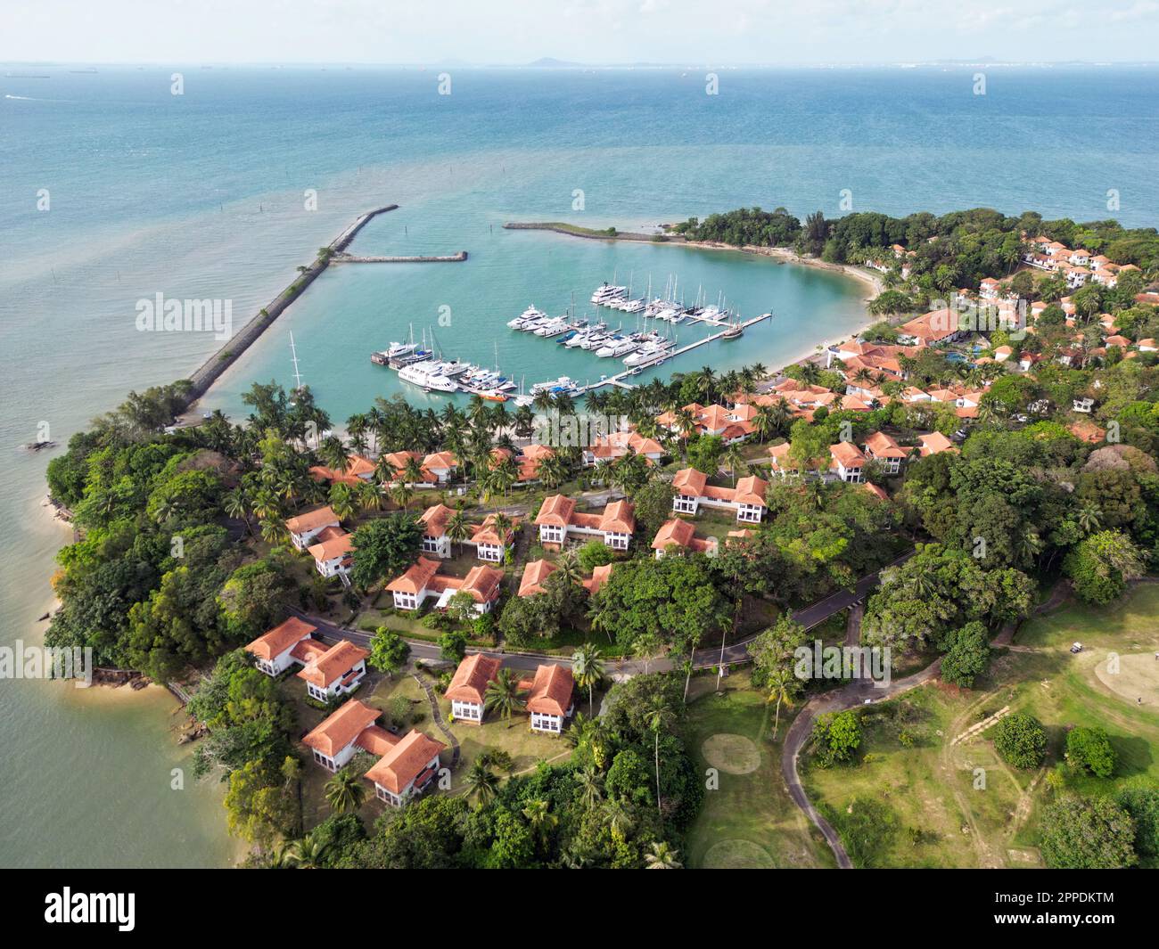 Batam Indonesia - Drone view Nongsa Point Marina and Resort Stock Photo ...