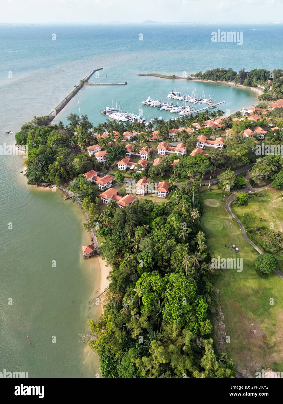 Batam Indonesia - Drone view Nongsa Point Marina and Resort Stock Photo ...