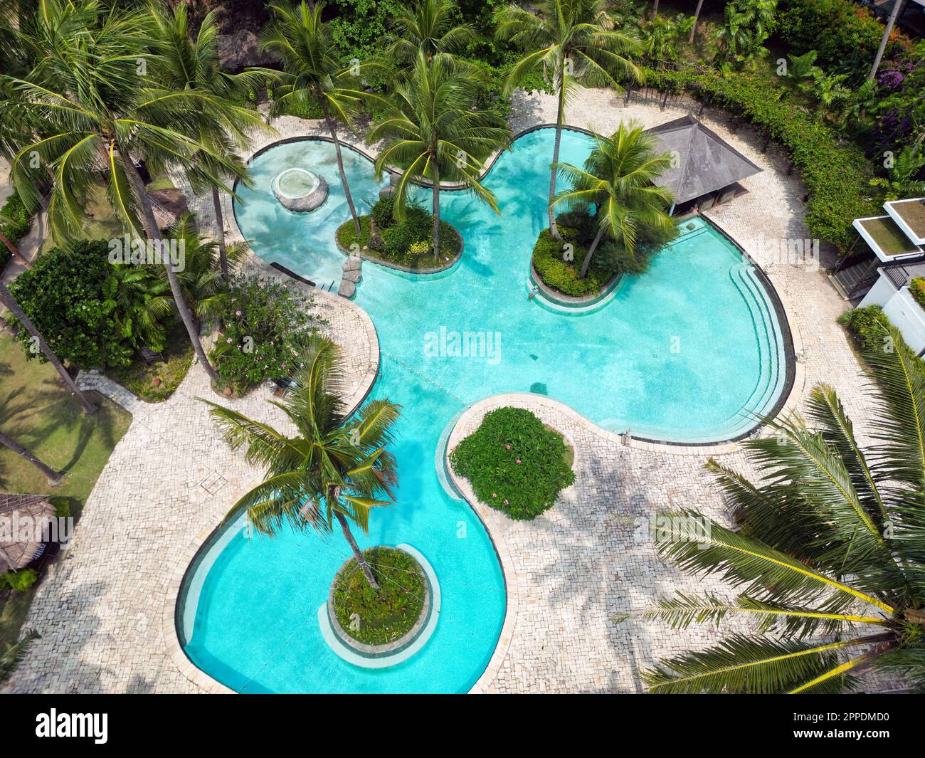 Batam Indonesia - Drone view Turi Beach Resort Swimming pool Stock ...