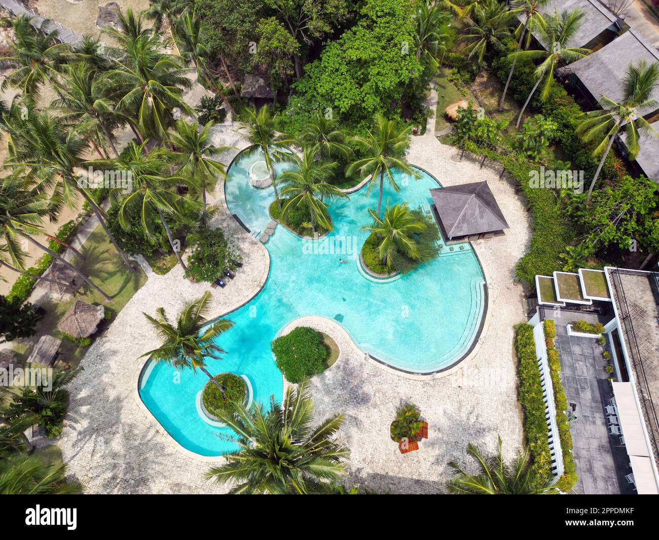 Batam Indonesia - Drone view Turi Beach Resort Swimming pool Stock ...