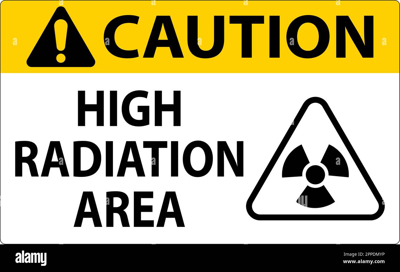 Caution High Radiation Area Sign On White Background Stock Vector Image ...