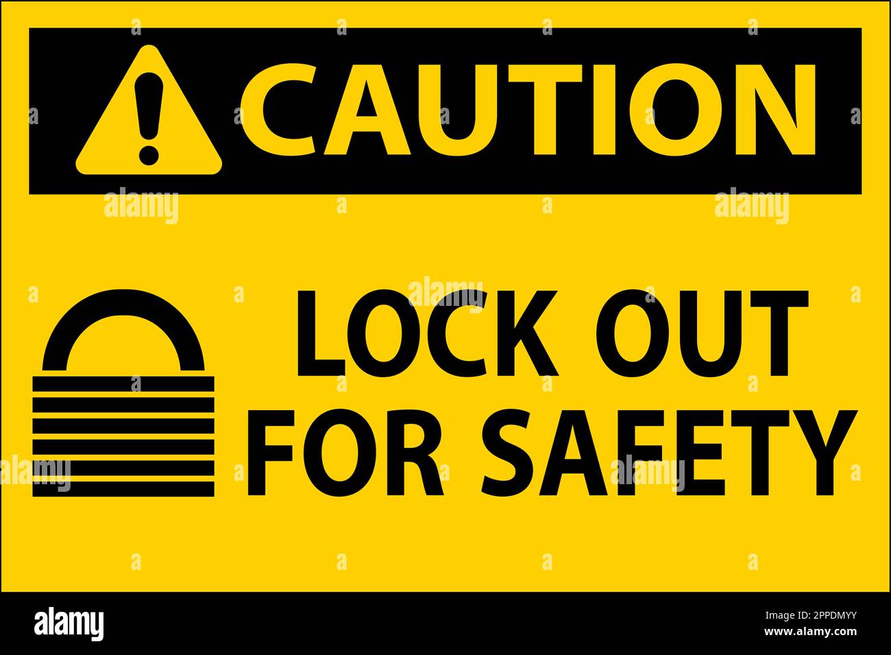 Caution Lock Out For Safety Sign On White Background Stock Vector Image ...