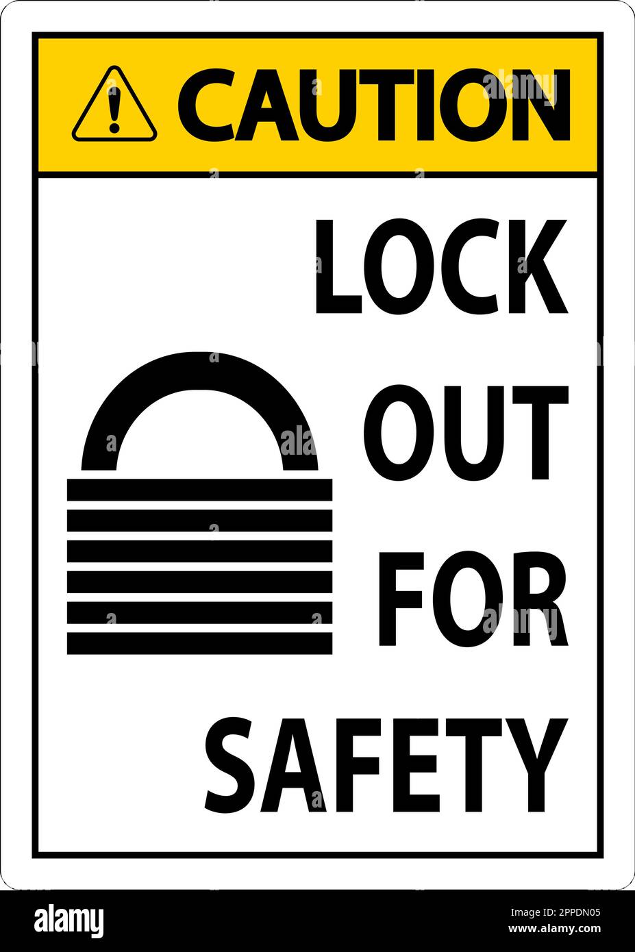 Caution Lock Out For Safety Sign On White Background Stock Vector Image ...
