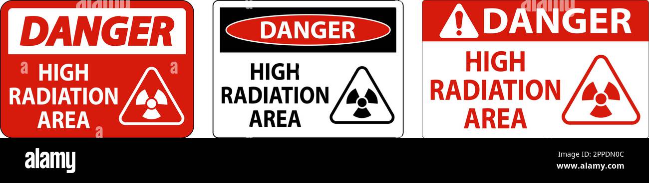 Danger High Radiation Area Sign On White Background Stock Vector Image ...