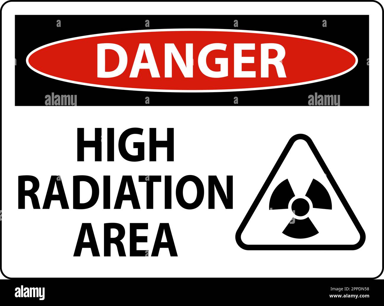 Danger High Radiation Area Sign On White Background Stock Vector Image ...