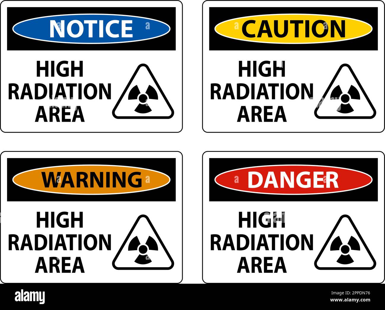 Caution High Radiation Area Sign On White Background Stock Vector Image ...