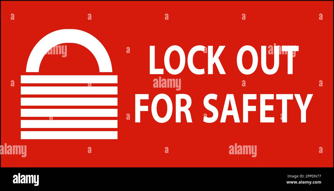 Caution Lock Out For Safety Sign On White Background Stock Vector Image ...