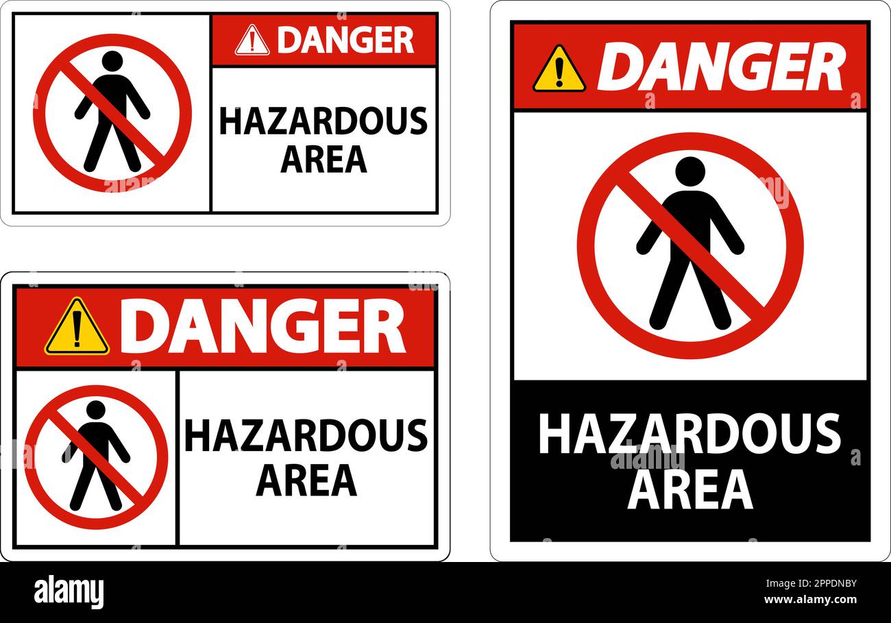 Danger Sign Hazardous Area Sign On White Background Stock Vector Image ...