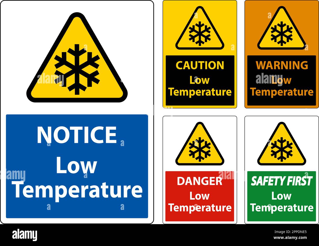 Caution Low temperature symbol and text safety sign Stock Vector Image ...