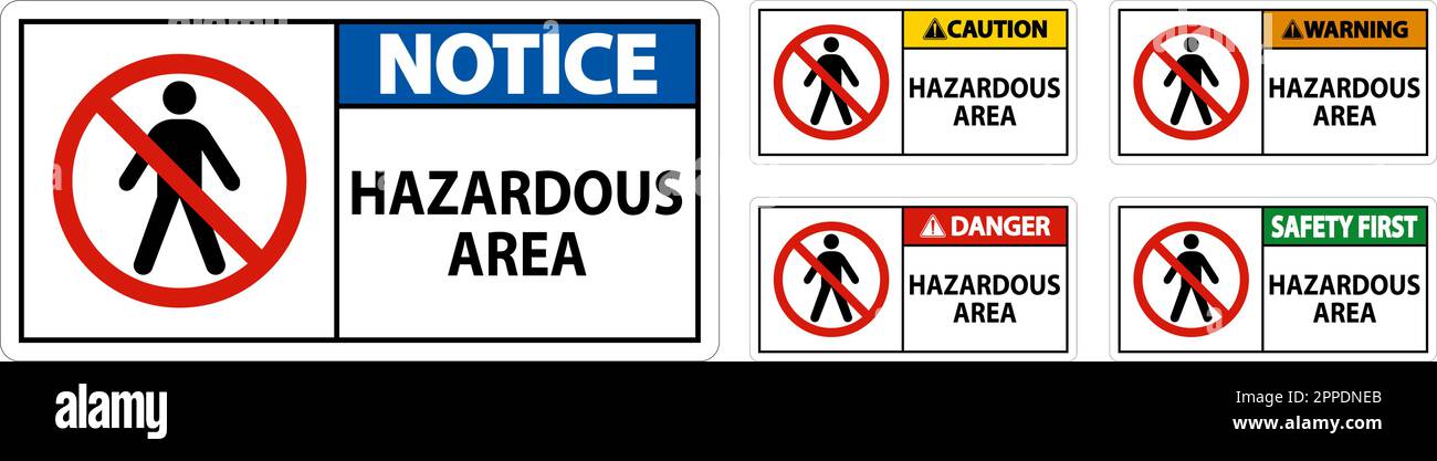 Danger Sign Hazardous Area Sign On White Background Stock Vector Image ...
