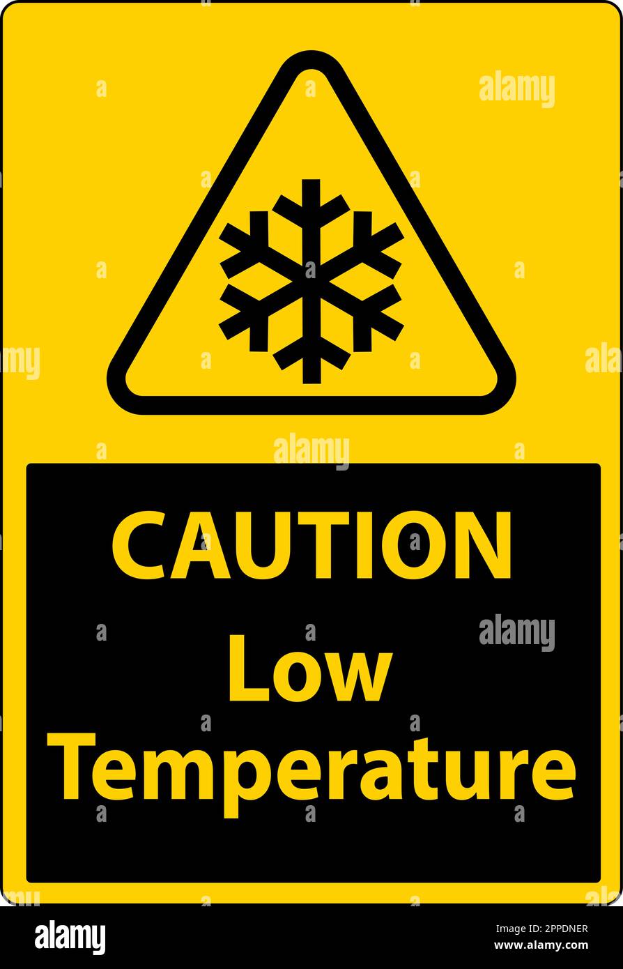 Caution Low temperature symbol and text safety sign Stock Vector Image ...