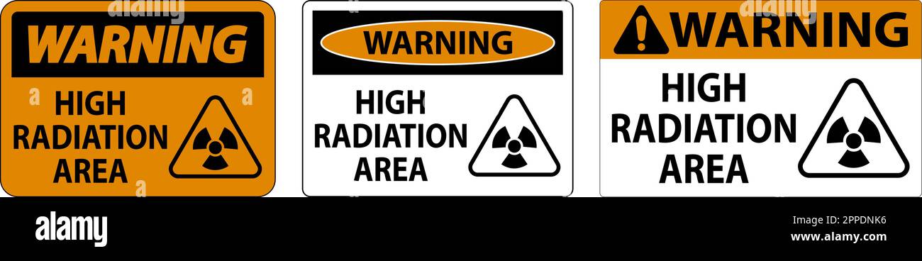 Warning High Radiation Area Sign On White Background Stock Vector Image ...
