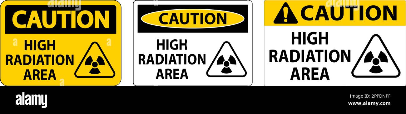 Caution High Radiation Area Sign On White Background Stock Vector Image ...