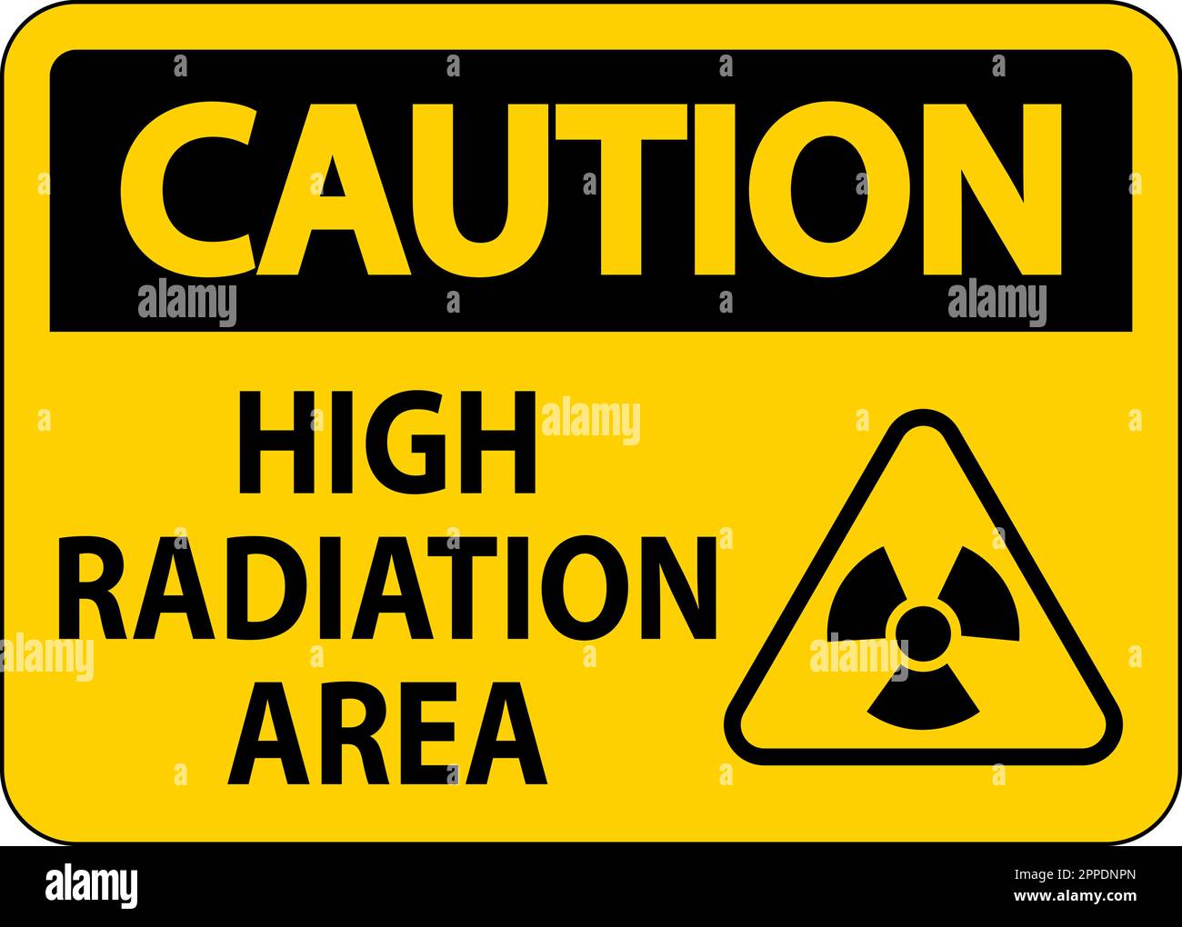 Caution High Radiation Area Sign On White Background Stock Vector Image ...